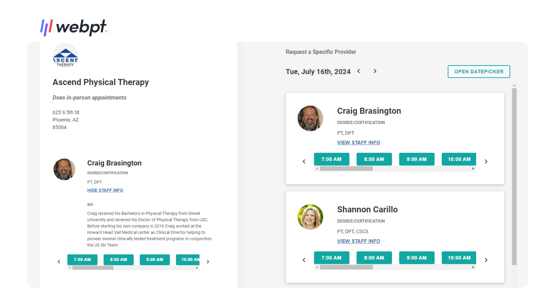 WebPT Adds Online Scheduling Tool - Physical Therapy Products